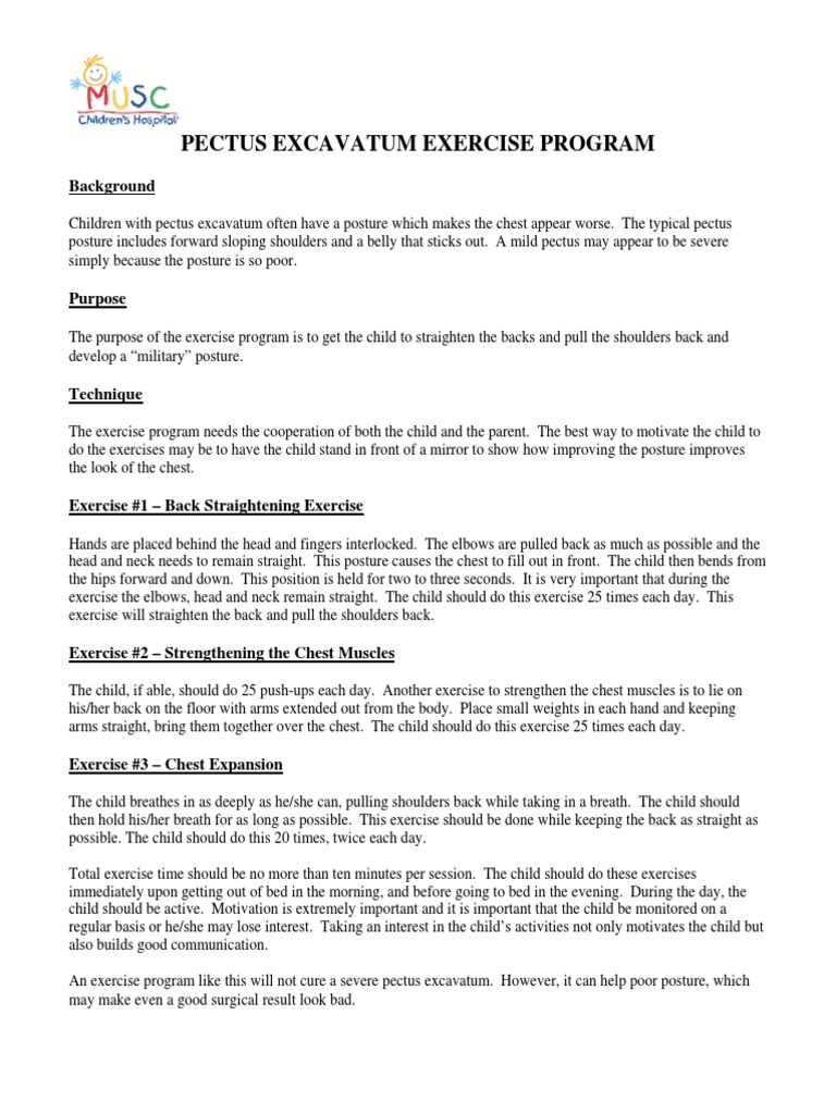 Pectus Excavatum Exercise Program | PDF | Physical Exercise | Human Anatomy
