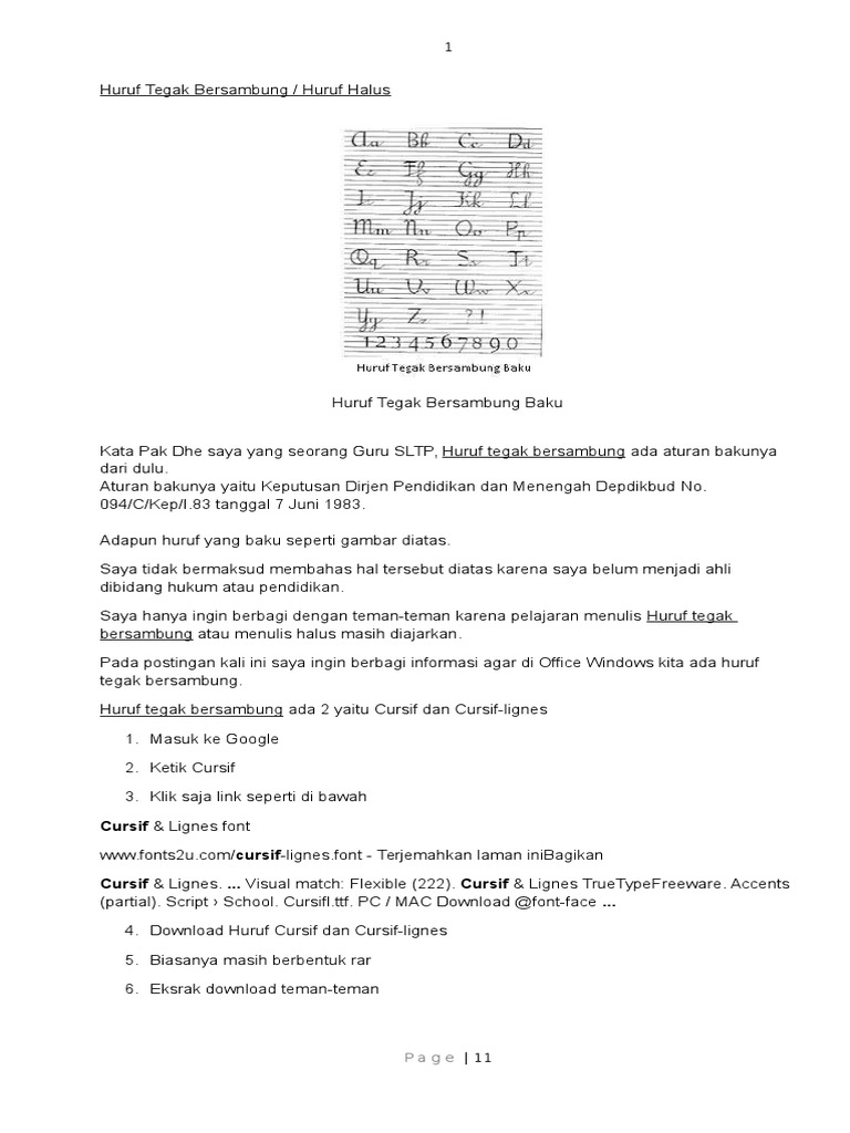 Huruf Tegak Bersambung Huruf Halus | PDF