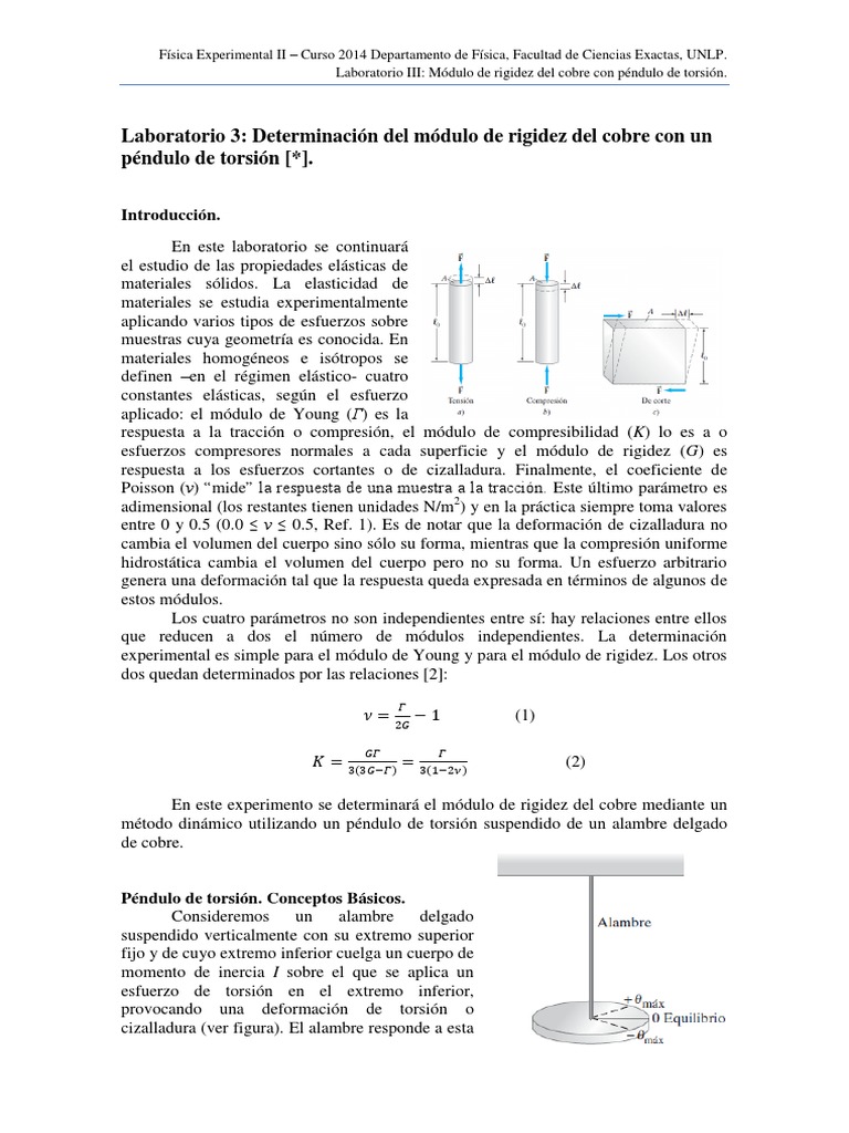 Modulo de Rigidez Del Cobre | PDF | Rigidez | Péndulo