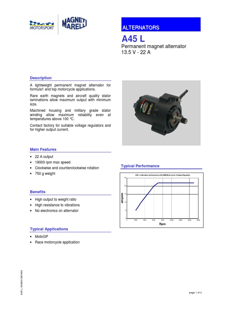 Permanent Magnet Alternator 13.5 V - 22 A: A L T E R N A T O R S | PDF ...