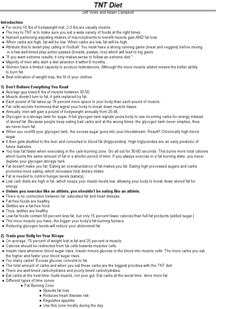 TNT Diet: Phases and Strategies Explained | PDF | Whole Grain | Dieting