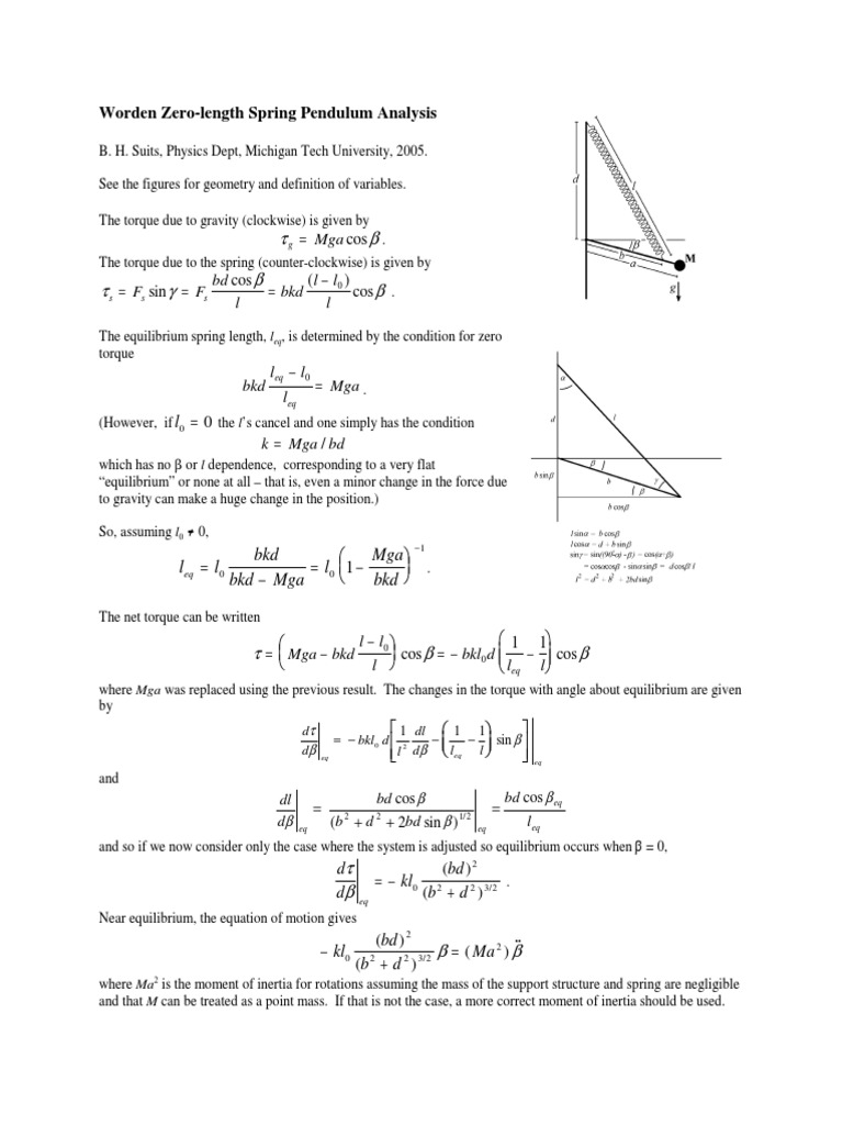 Zero-Length Spring Pendulum Dynamics | PDF