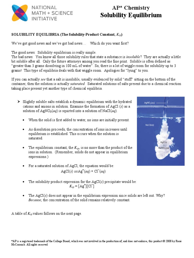 13 Solubility Equilibria | PDF | Solubility | Chemical Equilibrium