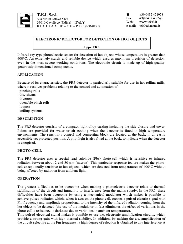Hot Object Detection Sensor for Temperatures Over 400°C | PDF | Sensor ...