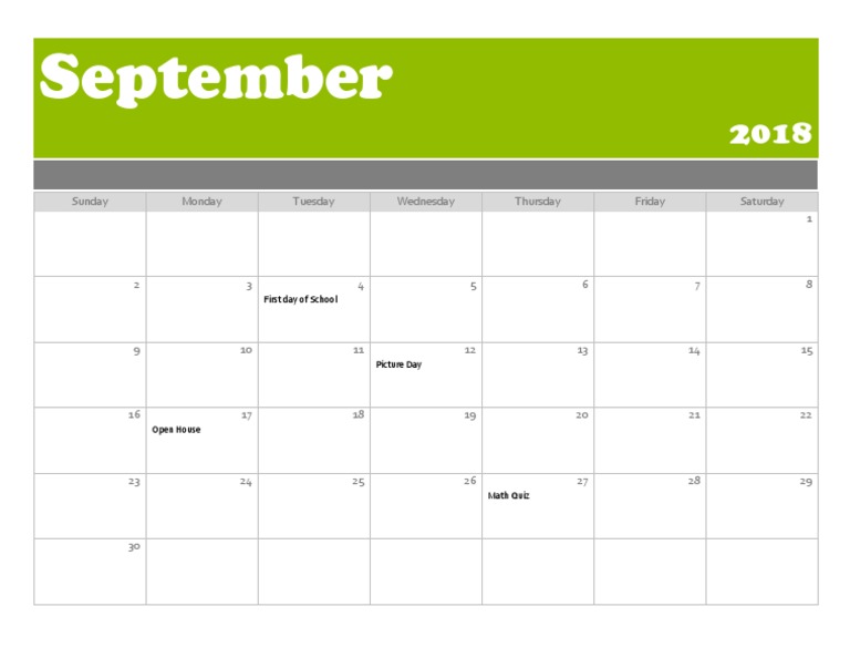 September School Events Calendar | PDF