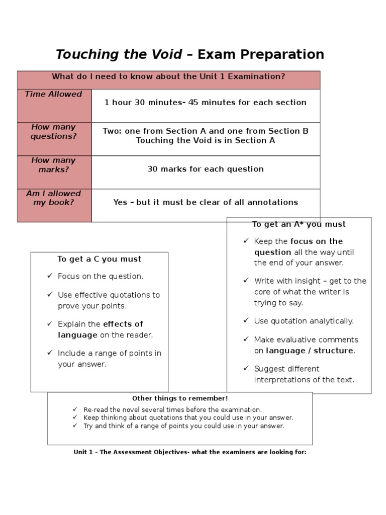 Touching the Void Exam Guide | PDF | Mountaineering