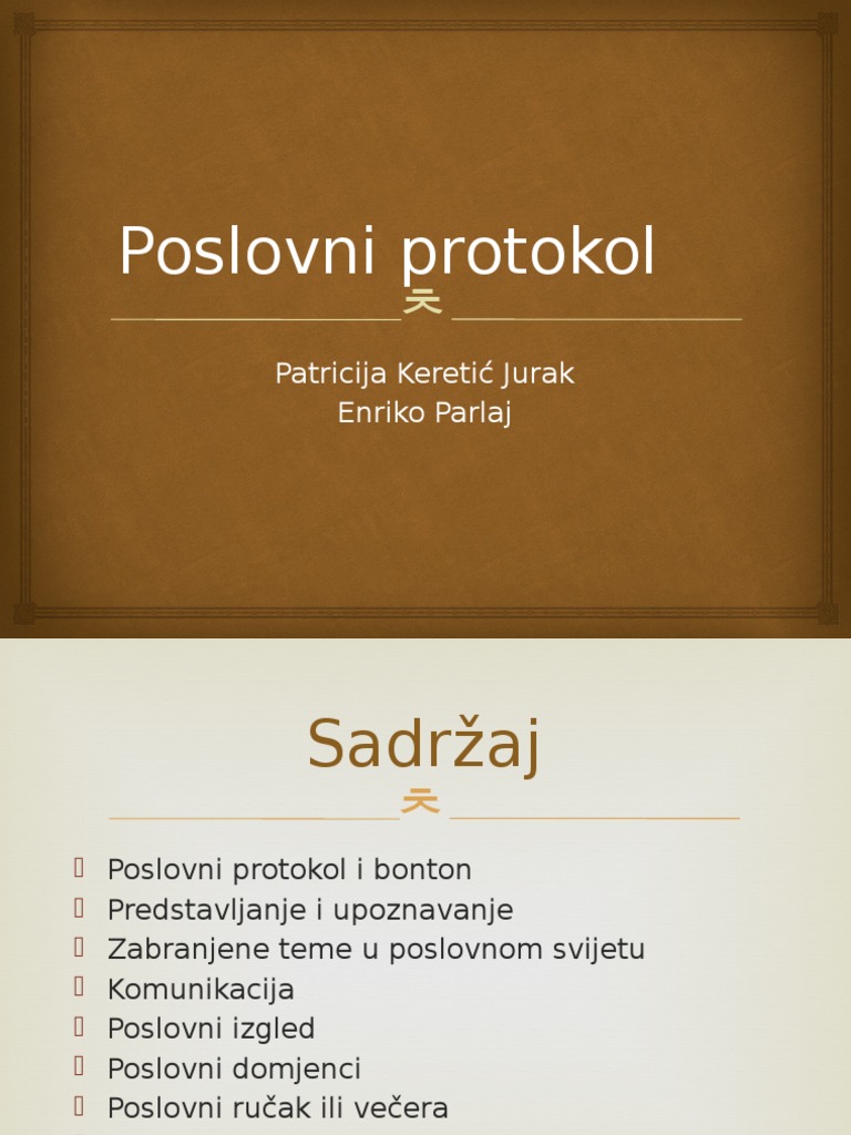 Poslovni Protokol - Prezentacija | PDF