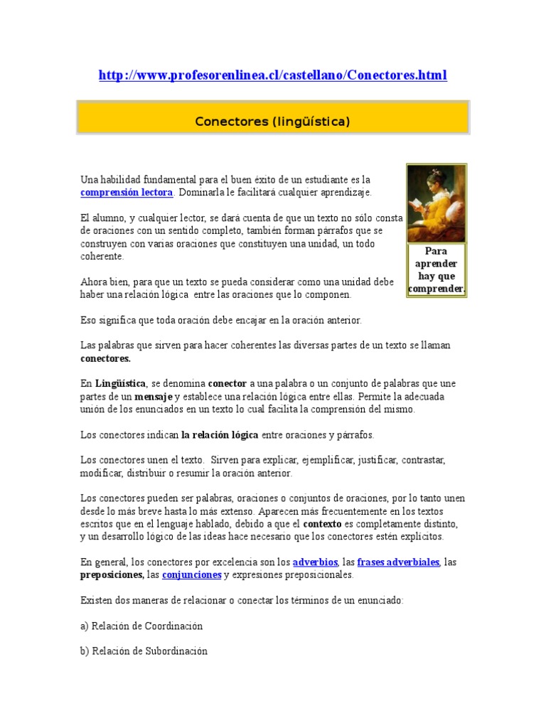 Conectores de Frases e Ideas | PDF | Oración (Lingüística) | Hora