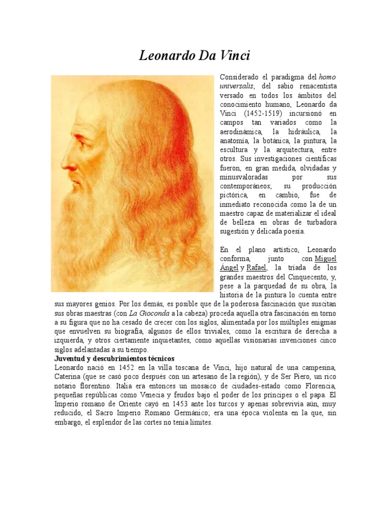 Biografias Leonardo Da Vinci | PDF | Galileo Galilei | Rafael