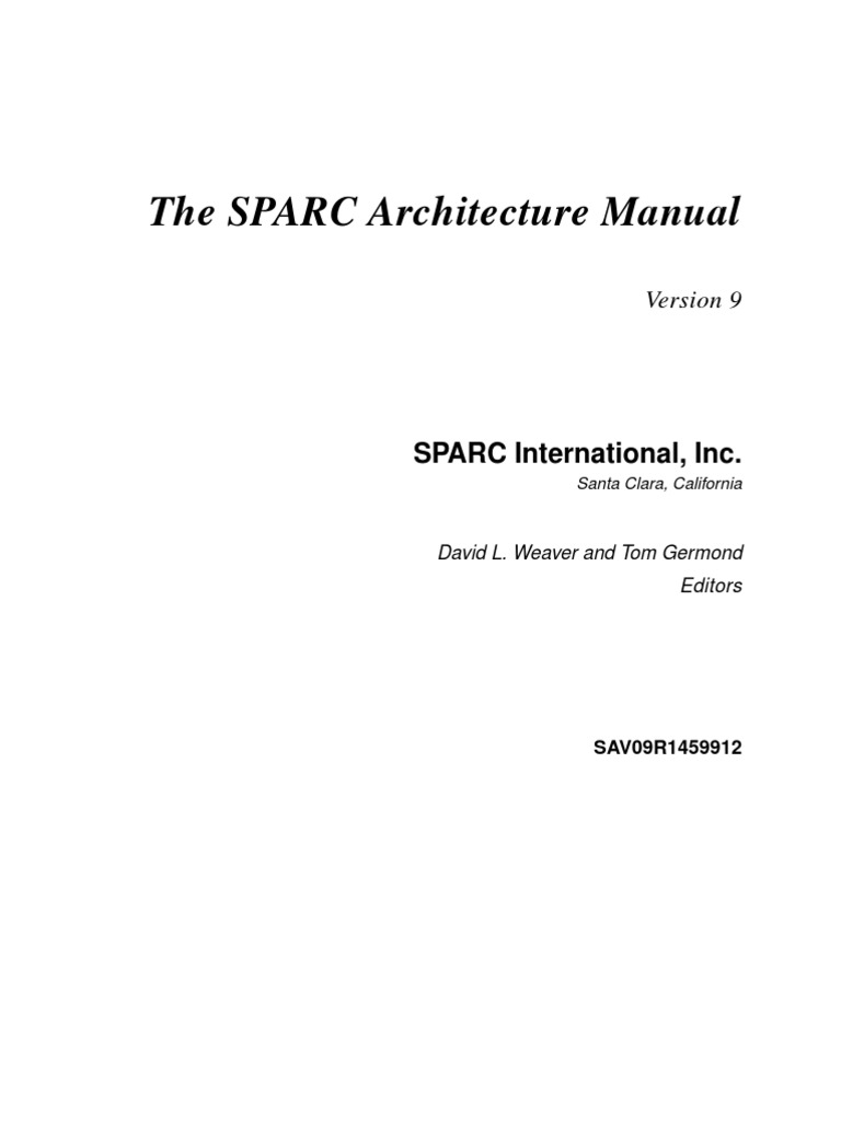 The Sparc Architecture Manual Pdf 64 Bit Computing Integer