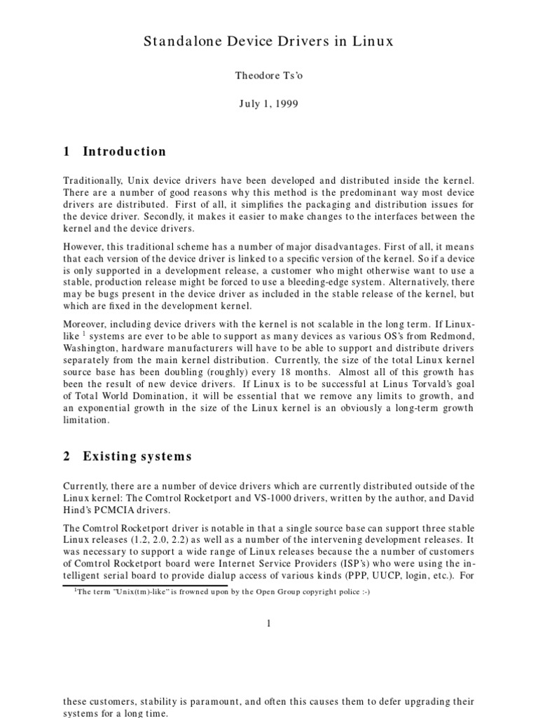 Standalone Device Drivers in Linux | PDF | Kernel (Operating System) | Application Programming ...