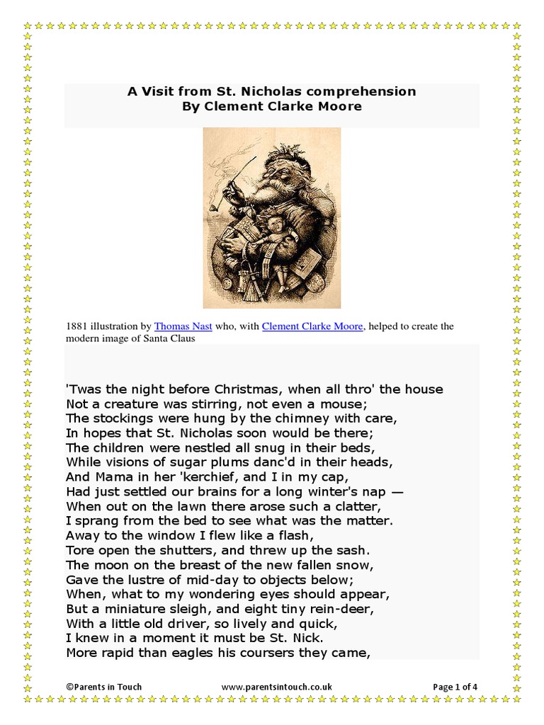 A Visit from St. Nicholas Analysis | PDF | Santa Claus's Reindeer ...