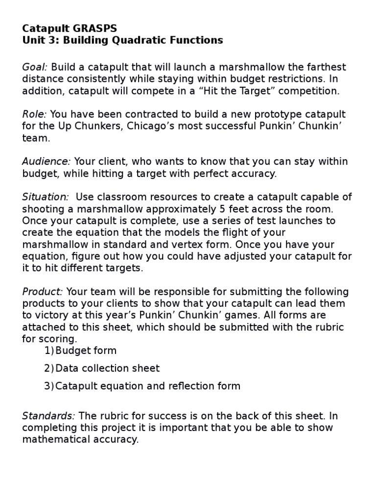 Catapult Project Rubric | PDF
