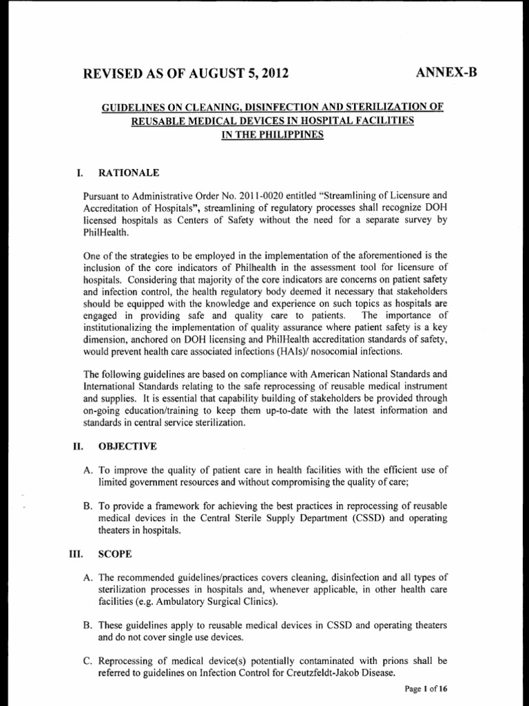 ANNEX B Sterilization Guidelines | PDF