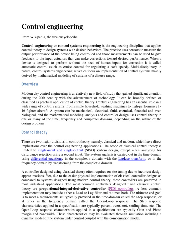 Control Engineering | Download Free PDF | Control Engineering | Control Theory