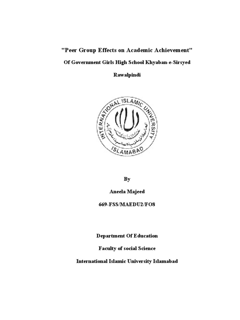 Peer Effects On Academic Achievement | PDF | Adolescence | Motivation