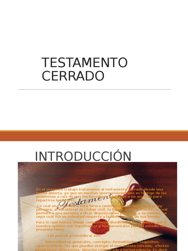 Requisitos Del Testamento Cerrado | PDF | Voluntad y testamento ...