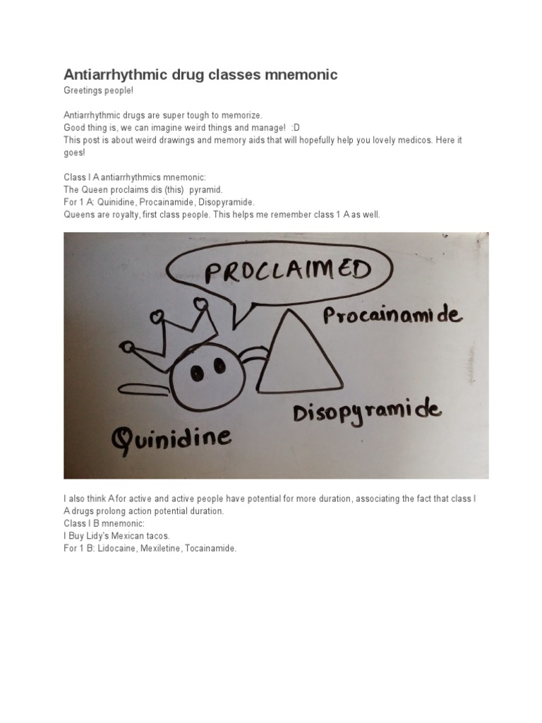 Antiarrhythmic Drug Classes Mnemonic | PDF | Neurochemistry | Cardiology