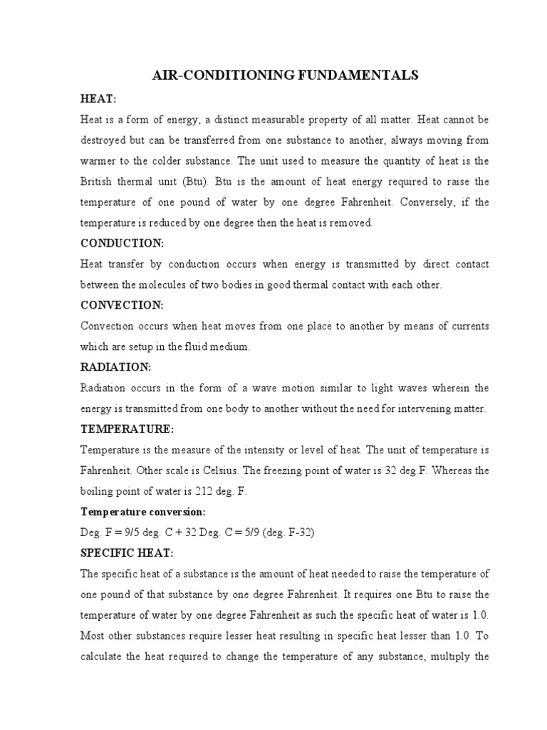 Air Conditioning Fundamentals | PDF | Science & Mathematics
