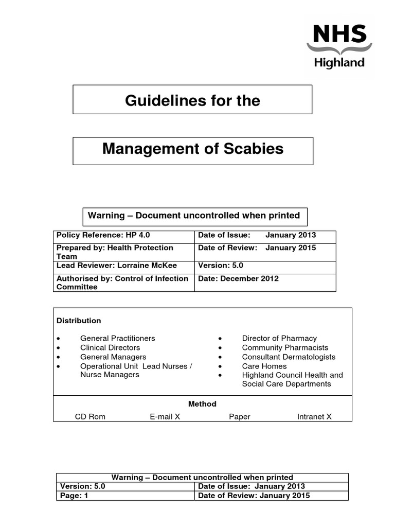 Guidelines for Scabies Management | PDF | Health Care | Diseases And ...