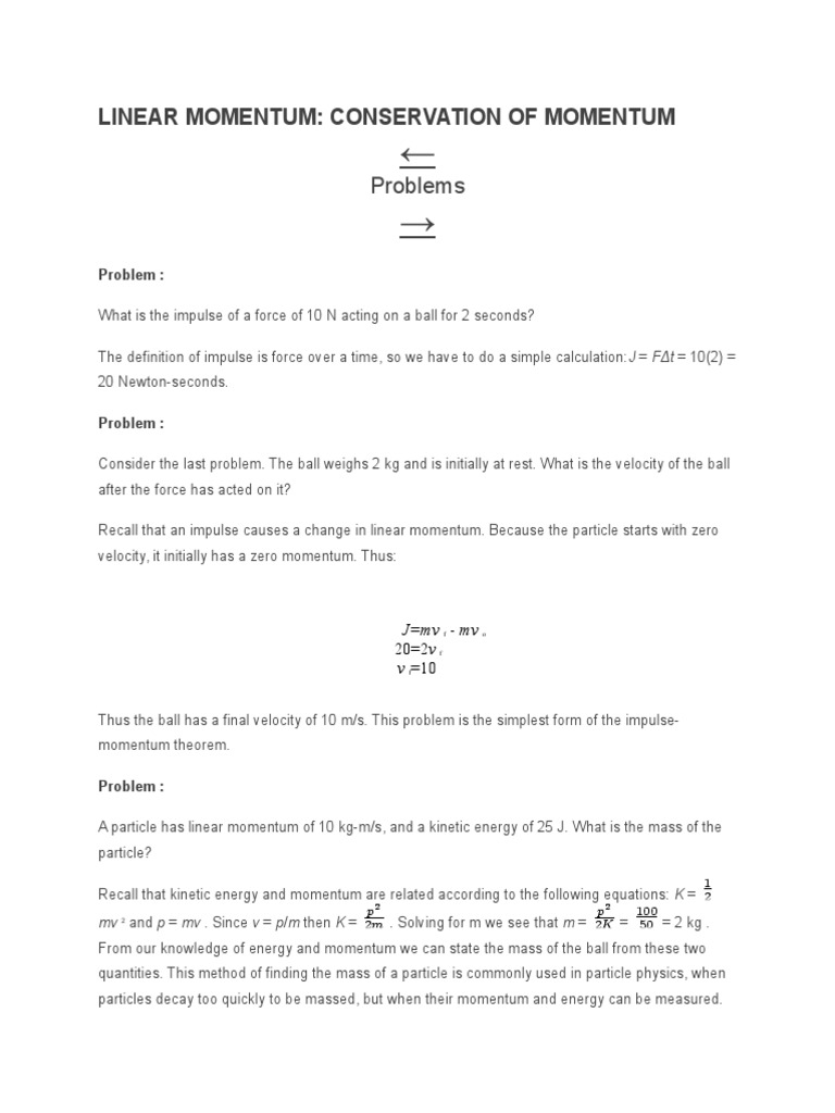 Calculating Linear Momentum and Impulse | PDF | Momentum | Kinetic Energy