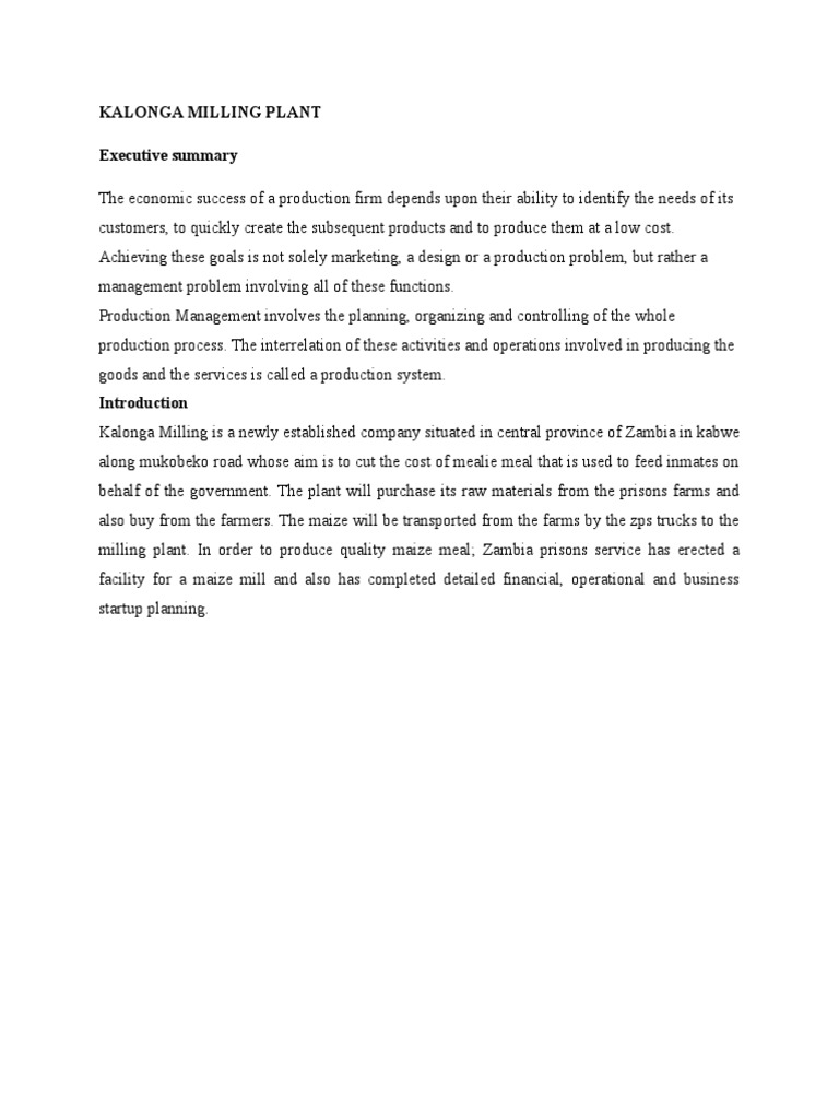 How To Run Kalonga Milling | PDF | Zambia | Maize