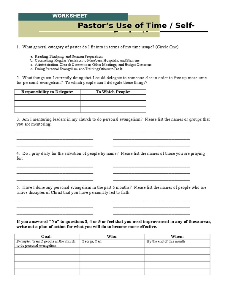 Pastor's Time Management Worksheet | PDF | Career & Growth