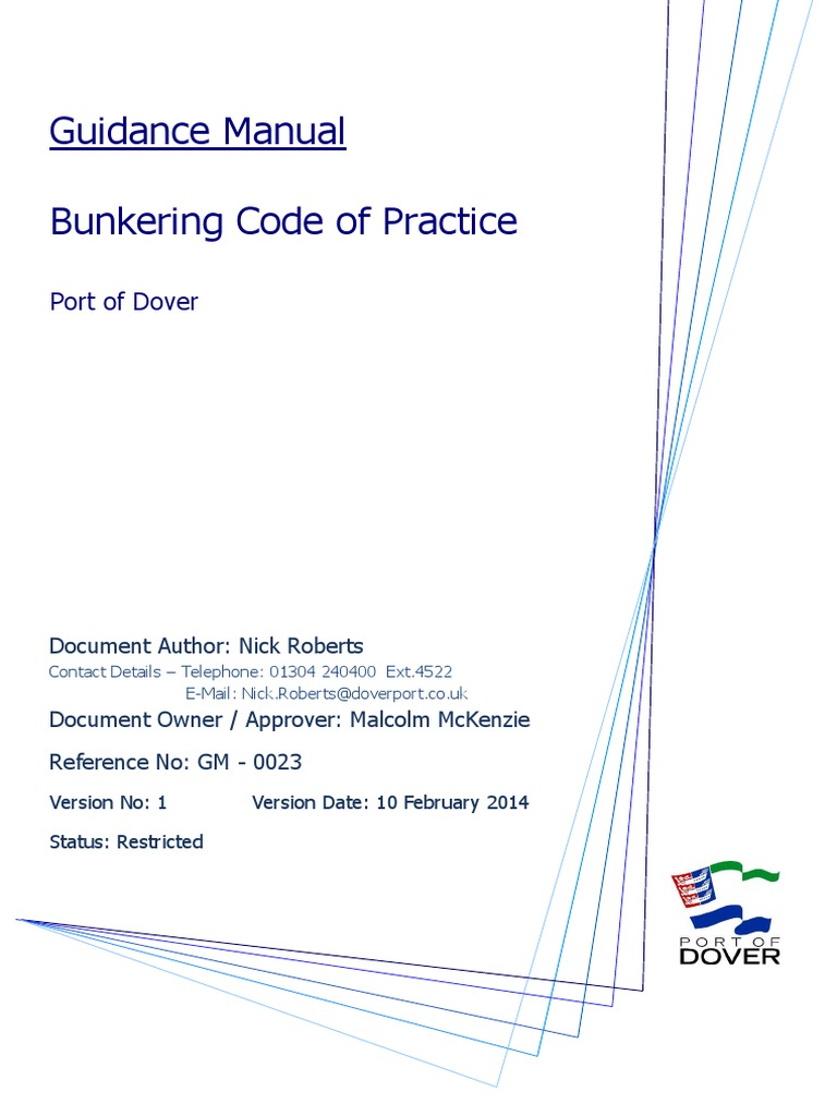 Bunkering Code of Practice Guide | PDF | Fuel Oil | Oil Tanker