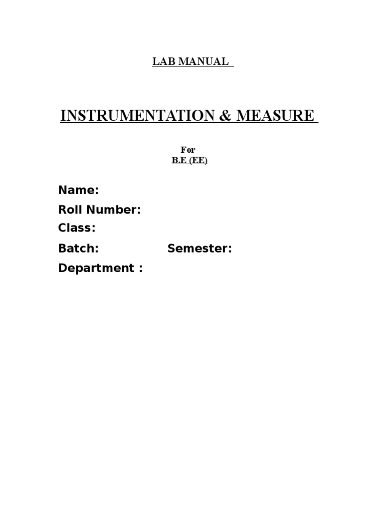LAB MANUAL (Instrument and Measure) | PDF | Thermocouple | Electrical ...