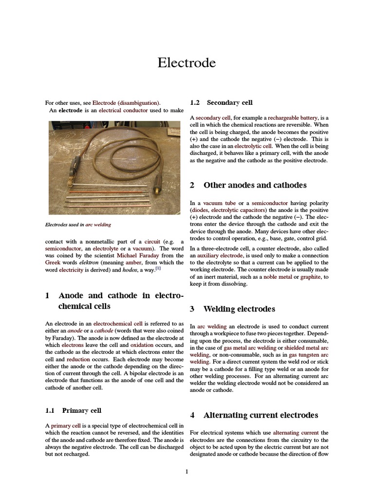 Electrode: 2 Other Anodes and Cathodes | PDF | Electrode | Anode