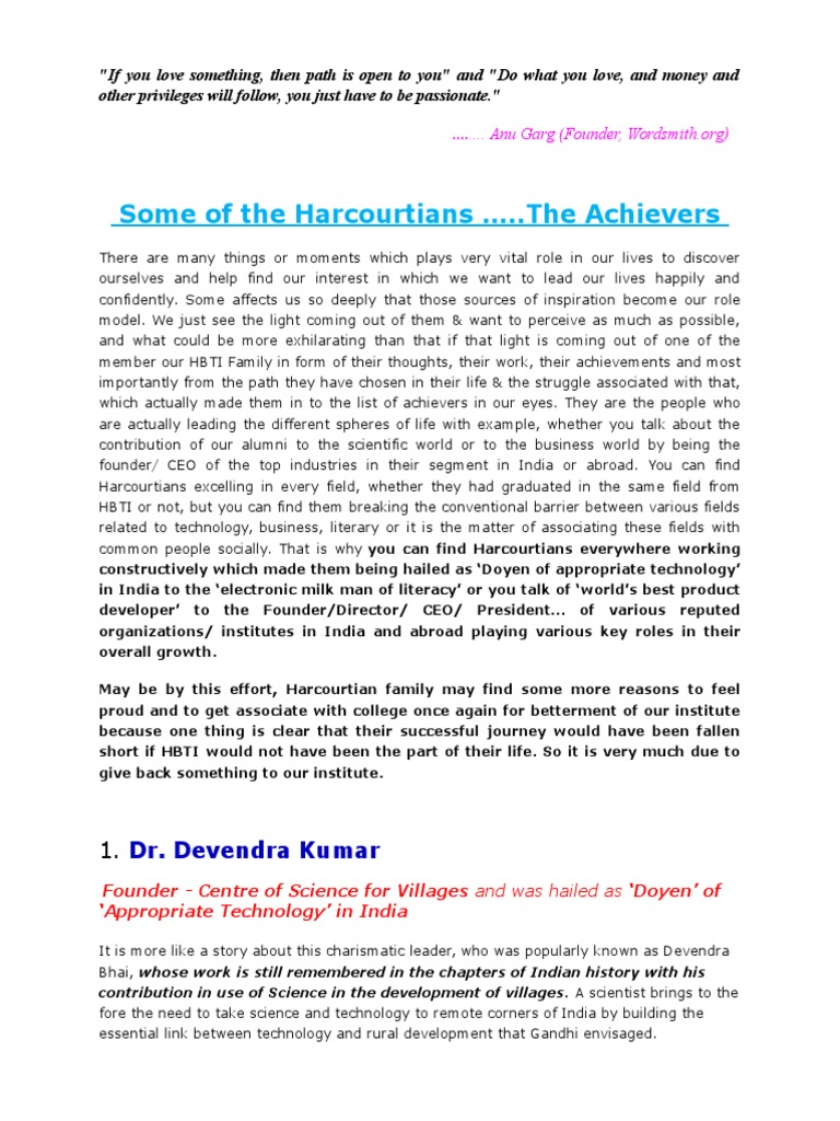 Harcourt Butler Alumni Achievements | PDF | Career & Growth | Art