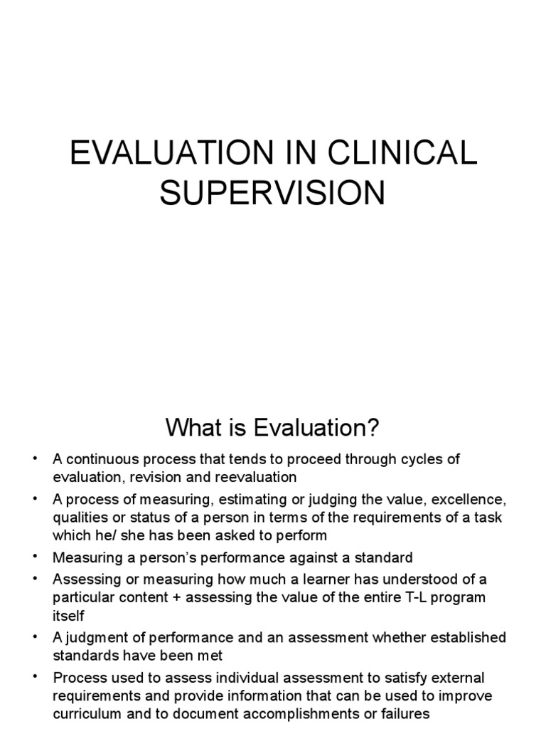 Evaluation in Clinical Supervision | PDF | Performance Appraisal ...