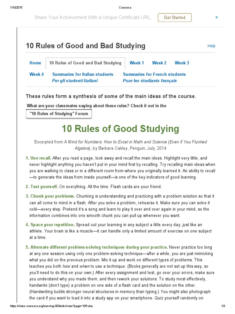 10 Rules for Effective Studying | PDF | Memory | Analogy