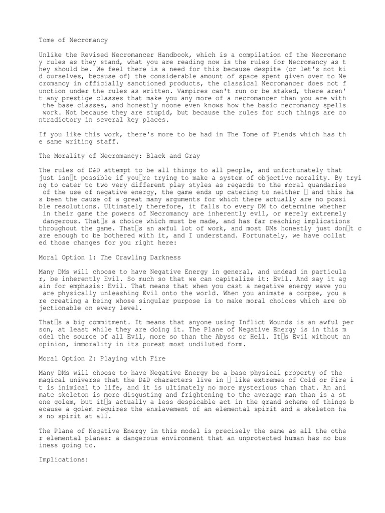 Tome of Necromancy | PDF | Necromancy | Dungeons & Dragons