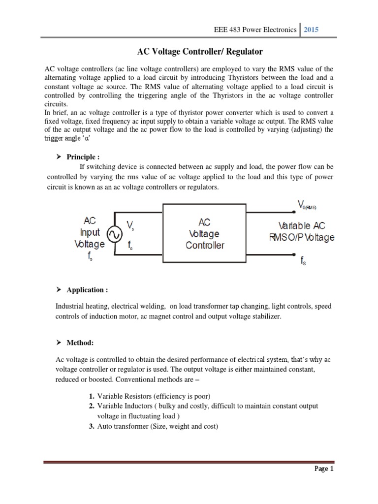 AC Voltage Controller/ Regulator | PDF | Alternating Current | Power ...