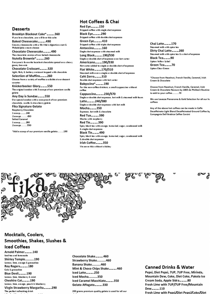 Fika Menu PDF | PDF | Business