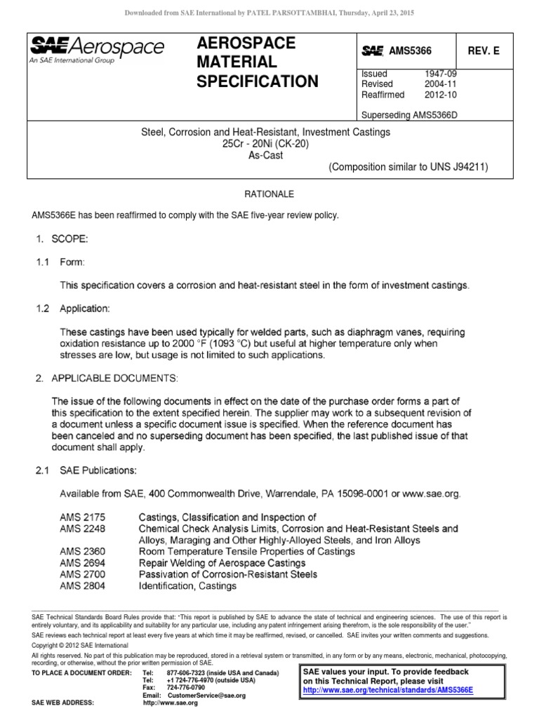 Aerospace Material Specification | PDF