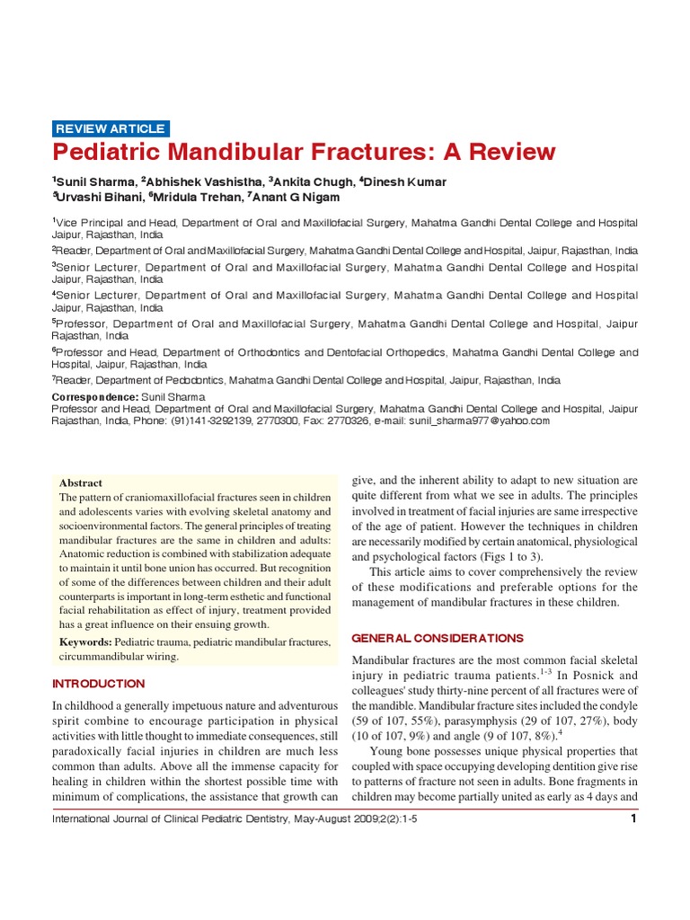 Pediatric Parasymphysis Fracture Review | PDF | Dentistry | Mouth