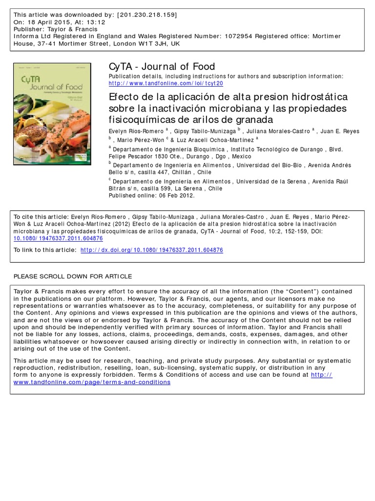 Cyta - Journal of Food | PDF | Aluminium | Color