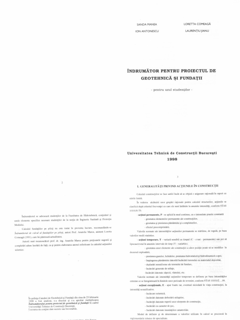 Indrumator Pentru Proiectul de Geotehnica Si Fundatii - S. Manea, I ...