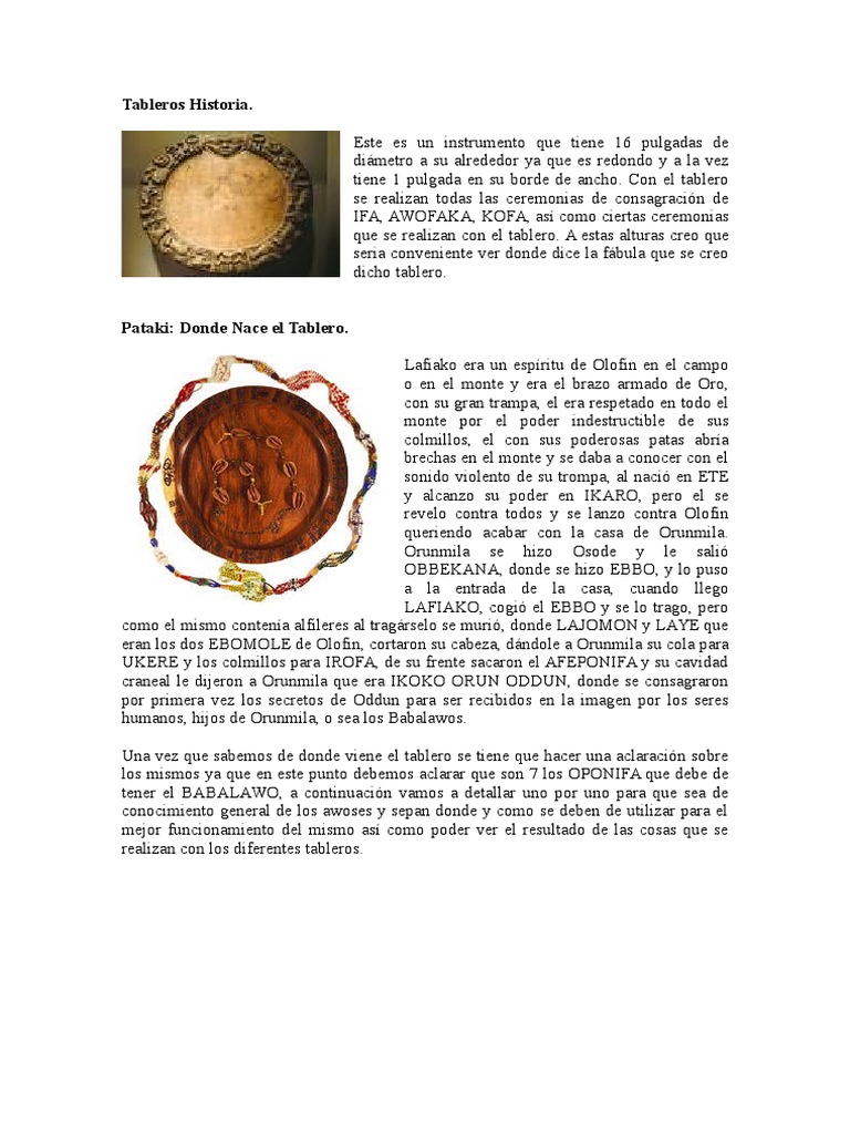 Tipos de Tableros de Ifá en Santería | PDF | Santeria | Religión étnica
