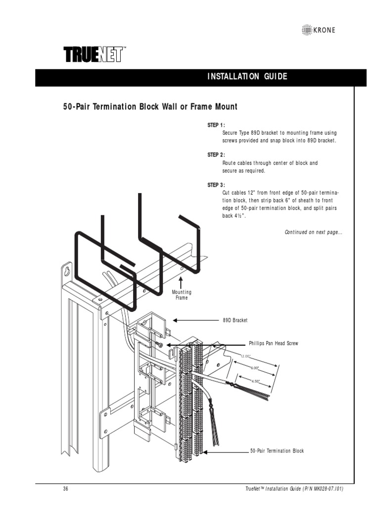 50-Pair Termination Block Wall or Frame Mount: Installation Guide | PDF