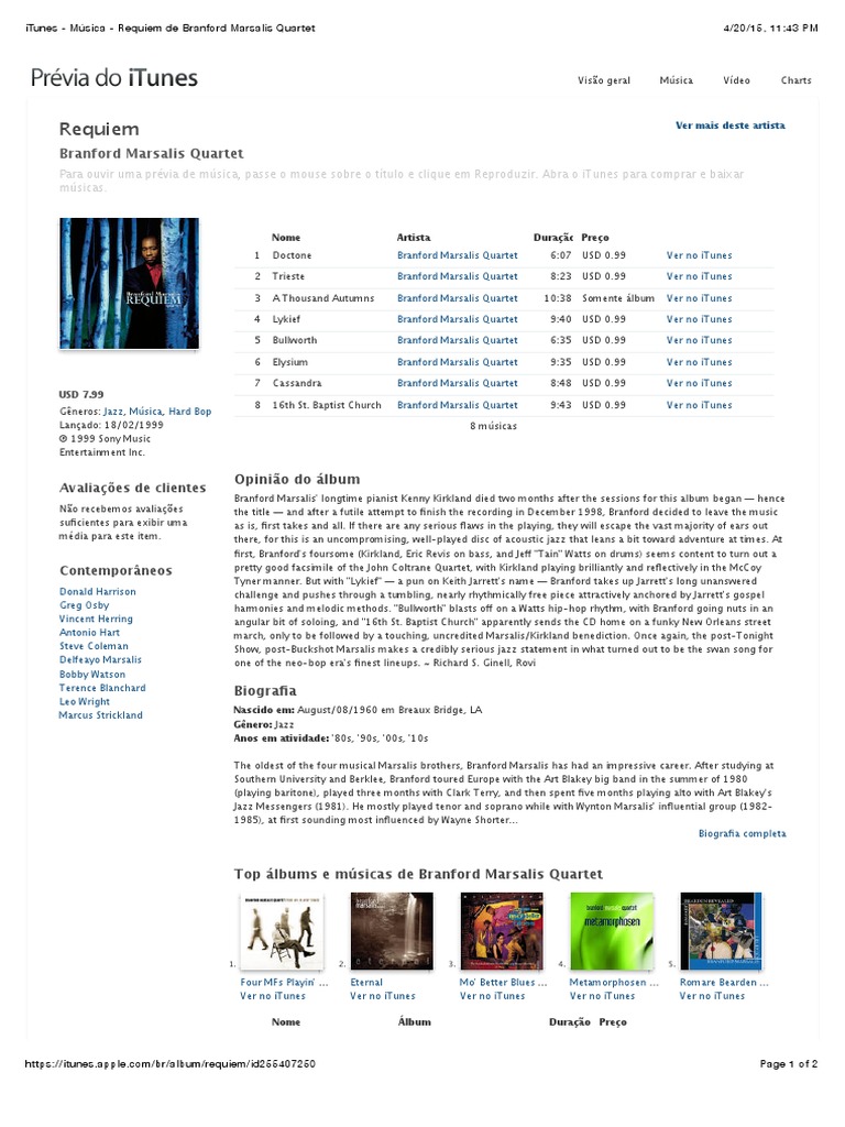 ITunes - Música - Requiem de Branford Marsalis Quartet | PDF | American ...