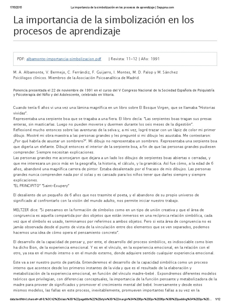 La Importancia de La Simbolización en Los Procesos de Aprendizaje ...