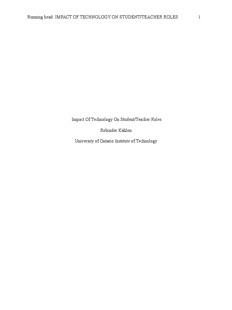 Impact of Technology On Student/Teacher Roles | PDF | Educational ...