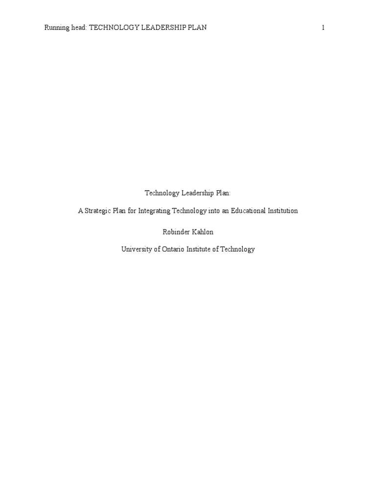 Technology Leadership Plan | PDF | Leadership | Educational Technology