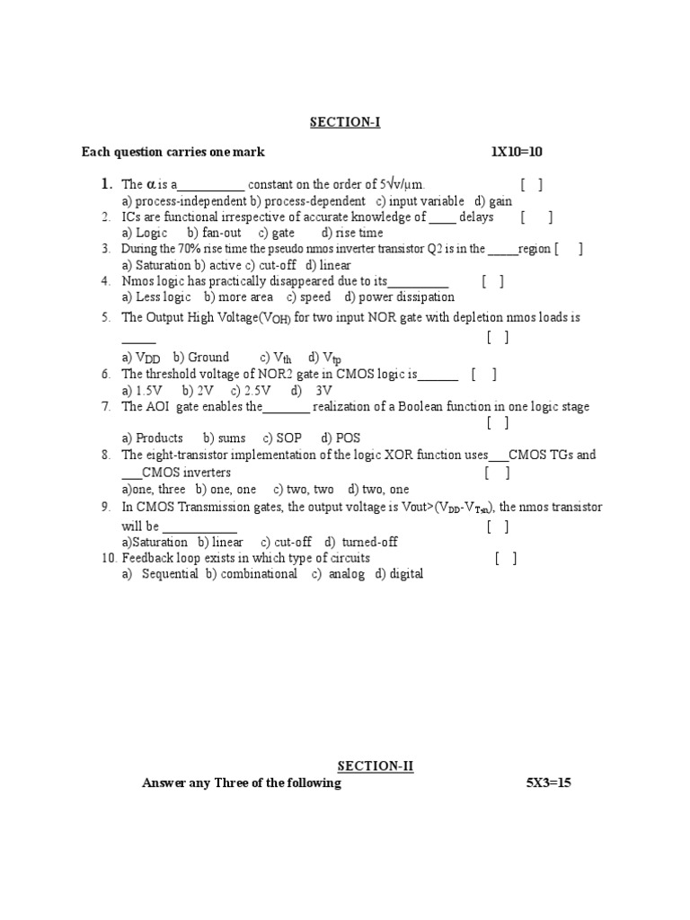 CMOS Digital IC Design Questions | PDF | Teaching Methods & Materials