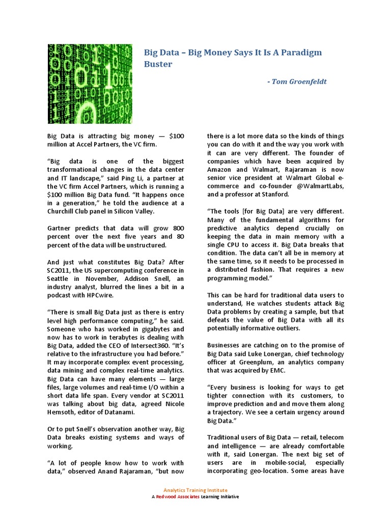 Big Data Big Money | PDF | Big Data | Analytics