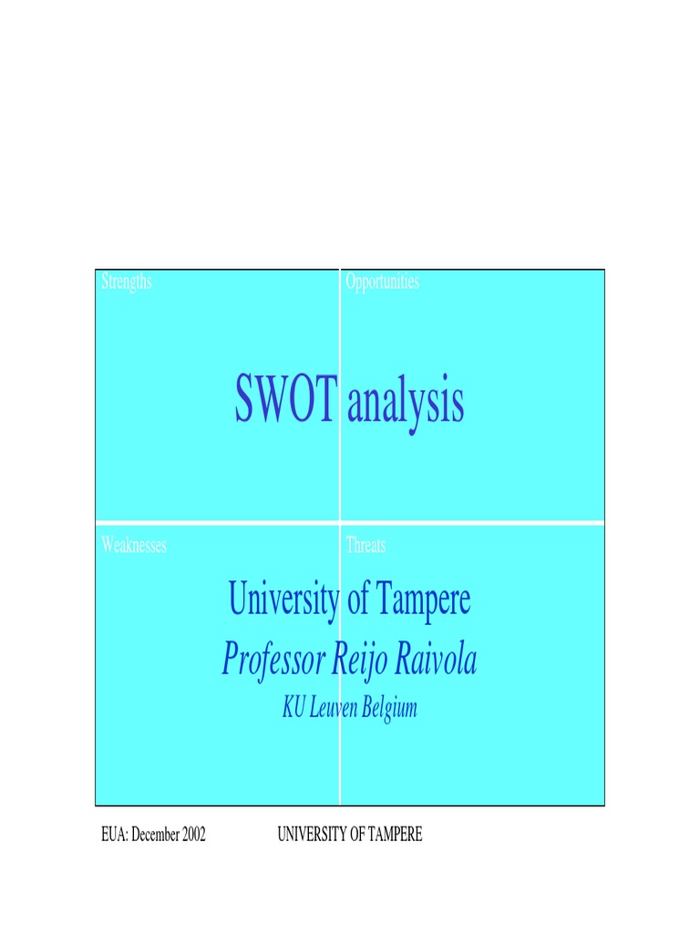 SWOT Analysis: University of Tampere | PDF | Academic Degree | Bachelor ...