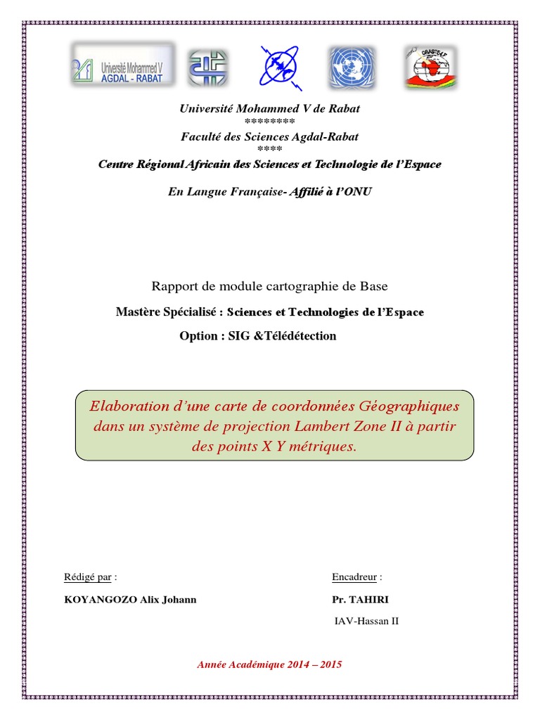 Elaboration D'une Carte de Coordonnées Géographiques Dans Un Système de ...